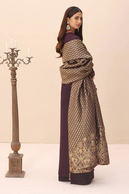 Luxury Plum Pakistani Salwar Kameez Dupatta Salwar Suit Nameera By Farooq