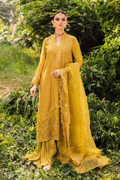 Heavily Embellished Yellow Pakistani Salwar Kameez Dupatta – Nameera by Farooq
