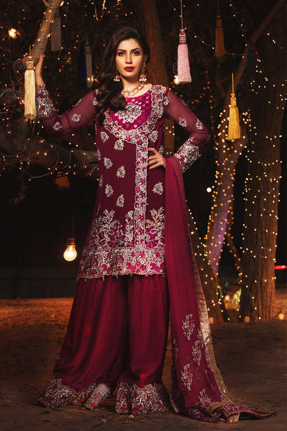 Buy Angrakha Dress In Traditional Pakistani Style Nameera By Farooq