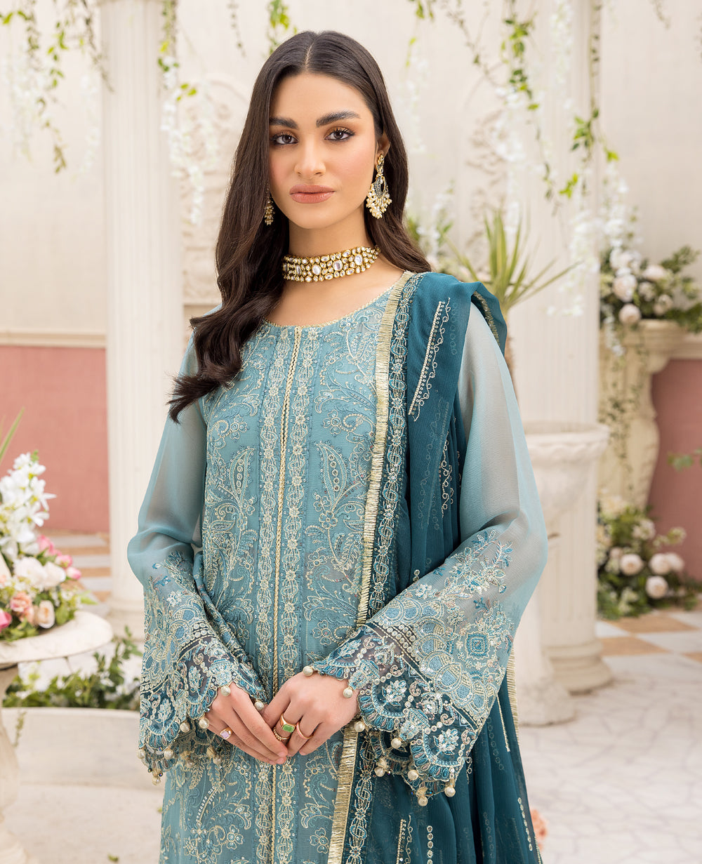 Premium Embroidered Blue Pakistani Party Wear Salwar Kameez – Nameera ...