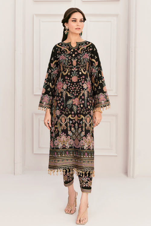 Black Silk Kameez Trouser Style Pakistani Party Dress – Nameera by Farooq
