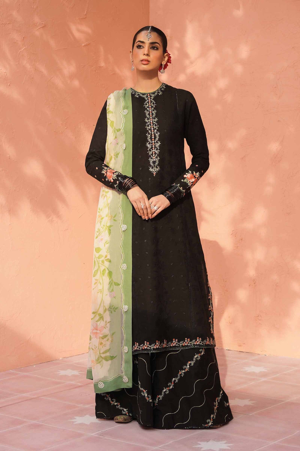 Black Pakistani Salwar Kameez Party Dress In Trouser Style – Nameera by ...