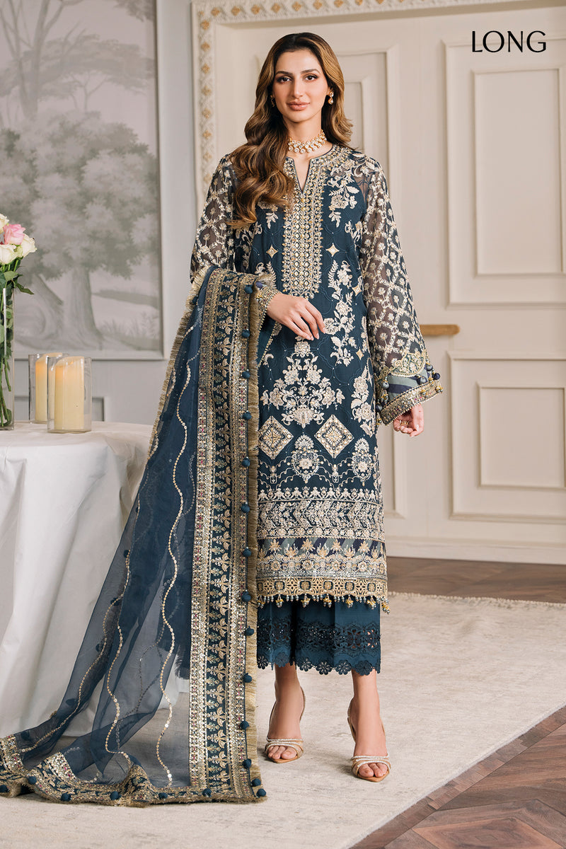Blue Pakistani Party Dress in Kameez Trouser Style – Nameera by Farooq