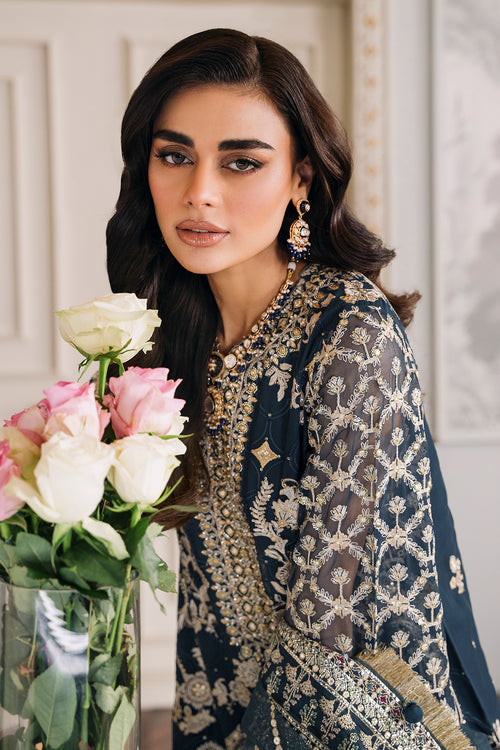 Blue Pakistani Party Dress in Kameez Trouser Style – Nameera by Farooq