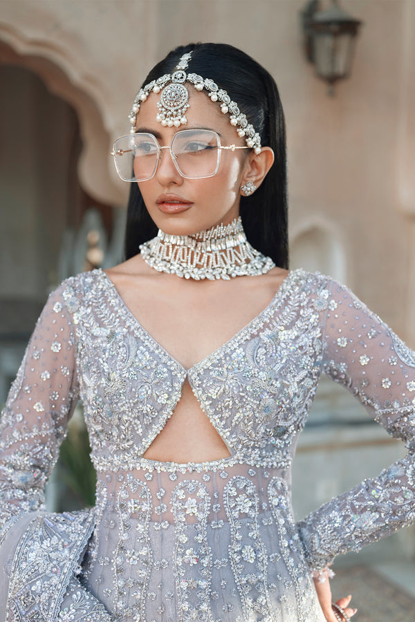 Pakistani Bridal Walima Dress in Gown Lehenga Style – Nameera by Farooq