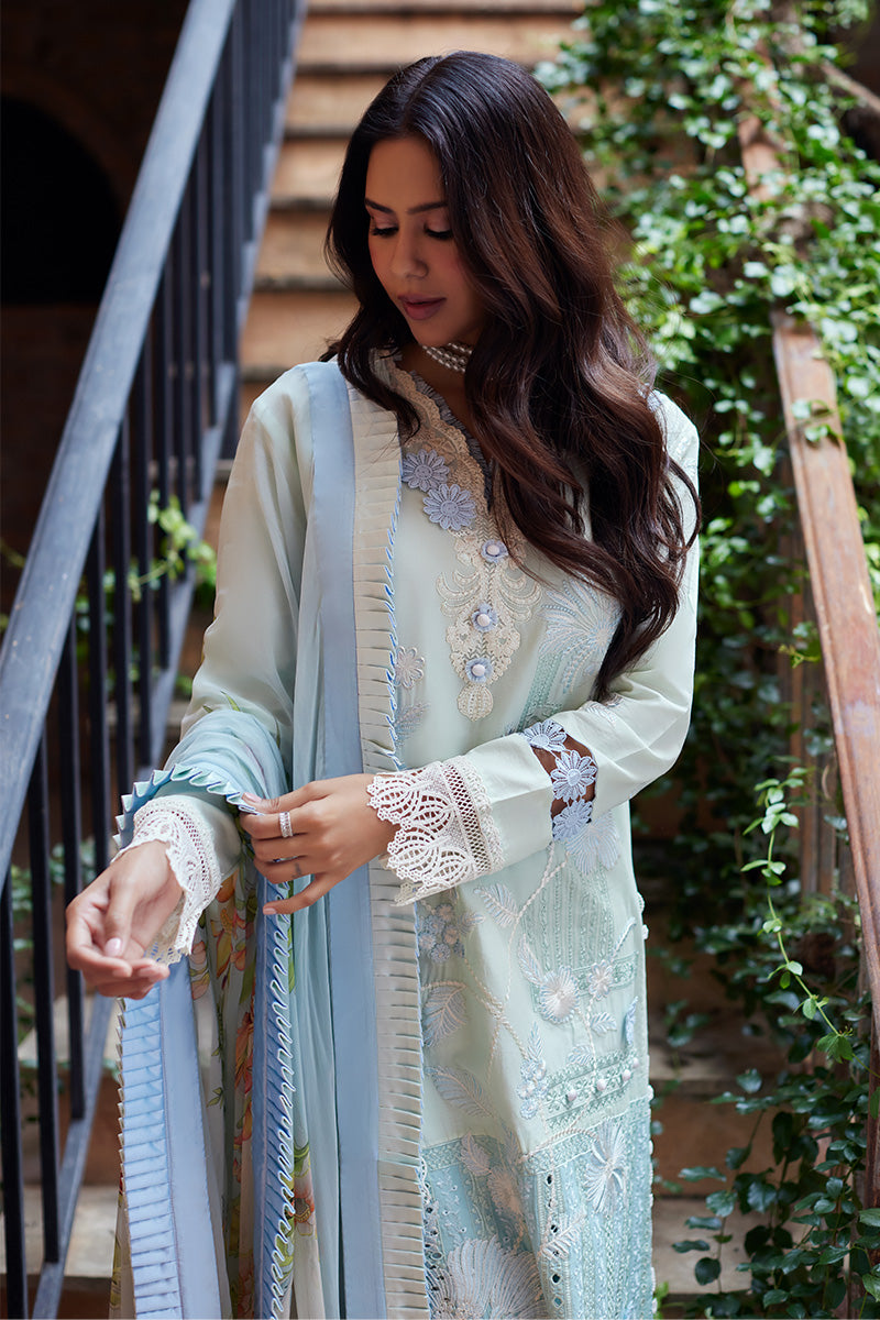 Alluring Aqua Blue Shade Pakistani Salwar Kameez Suit – Nameera by Farooq