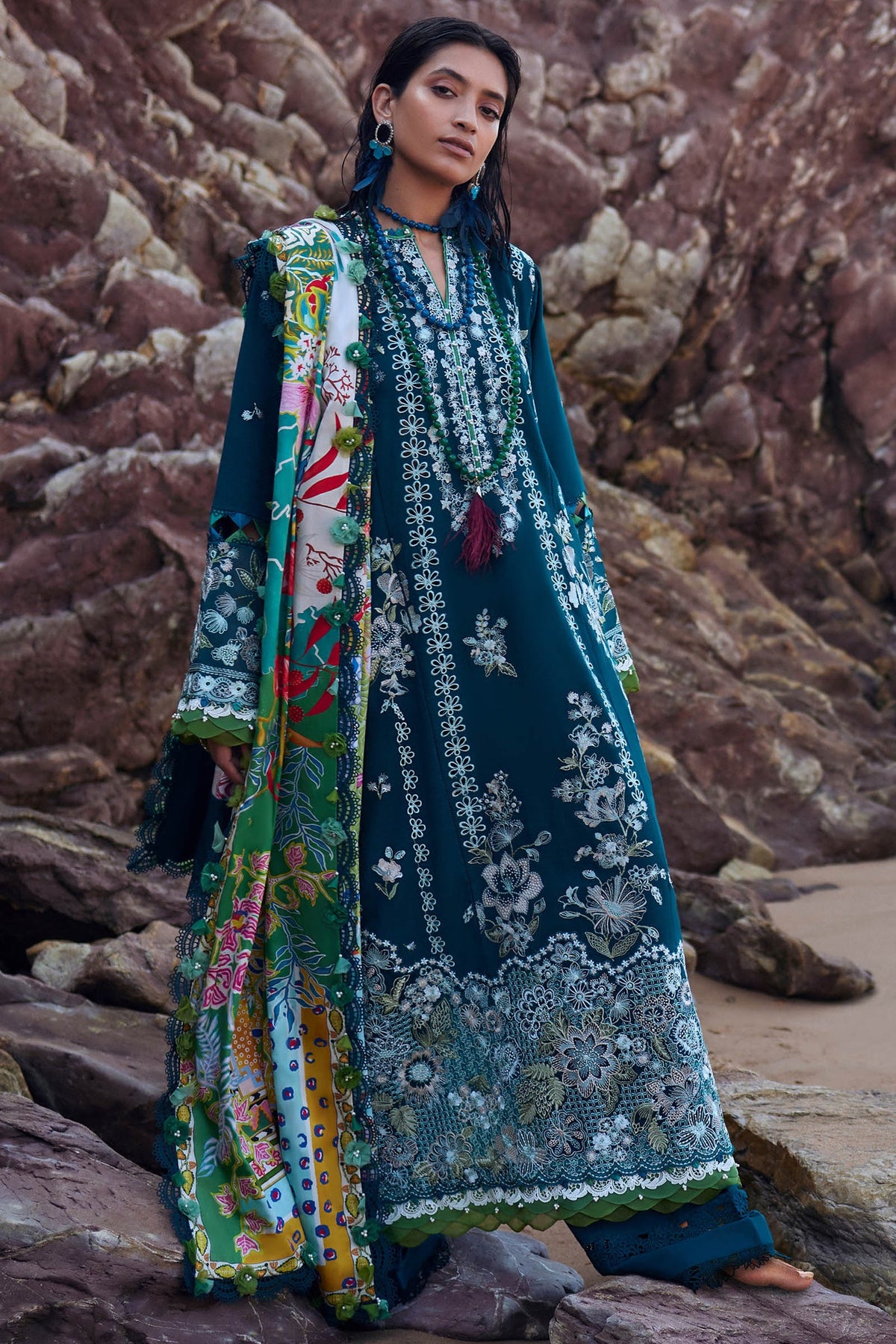 Berry Blue Pakistani Salwar Kameez Dupatta Salwar Suit – Nameera by Farooq