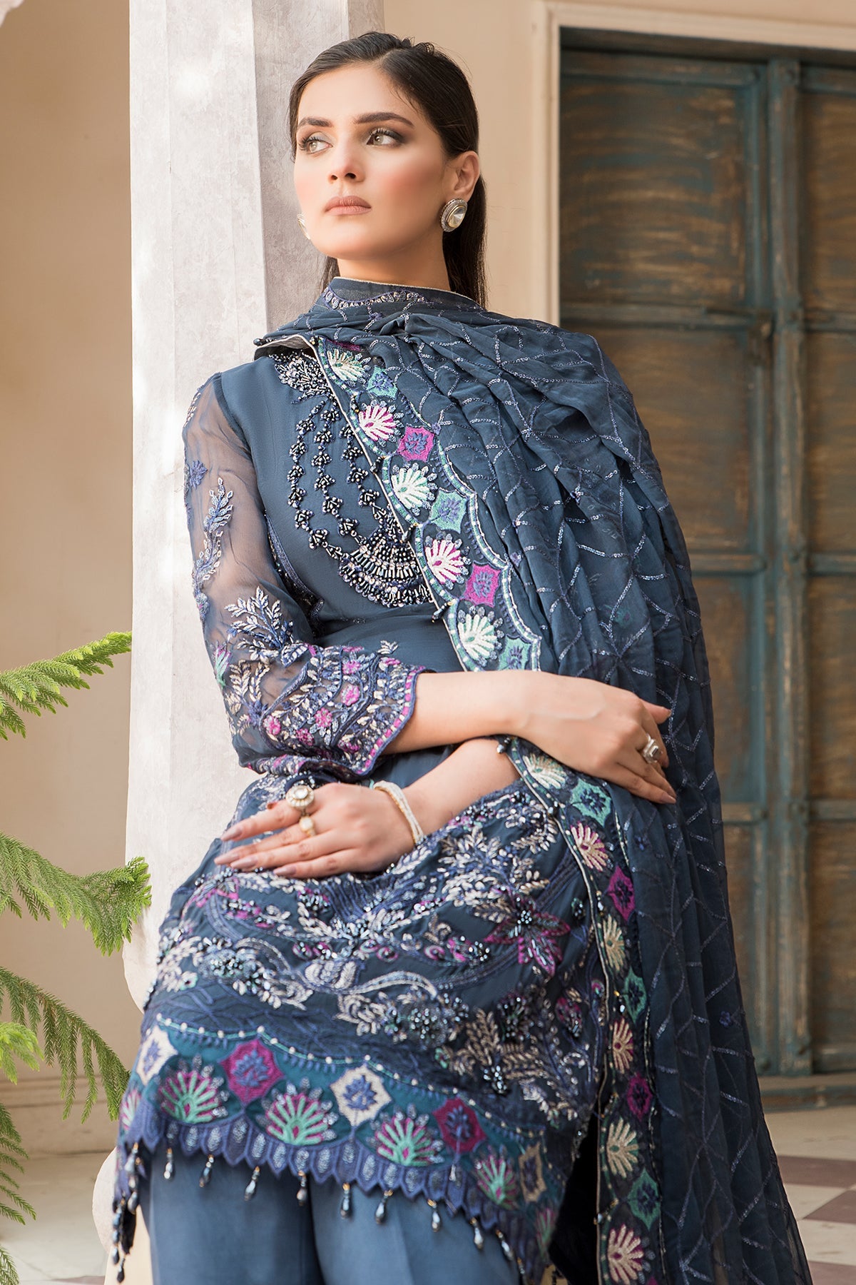 Classic Embroidered Pakistani Party Wear Salwar Kameez – Nameera by Farooq