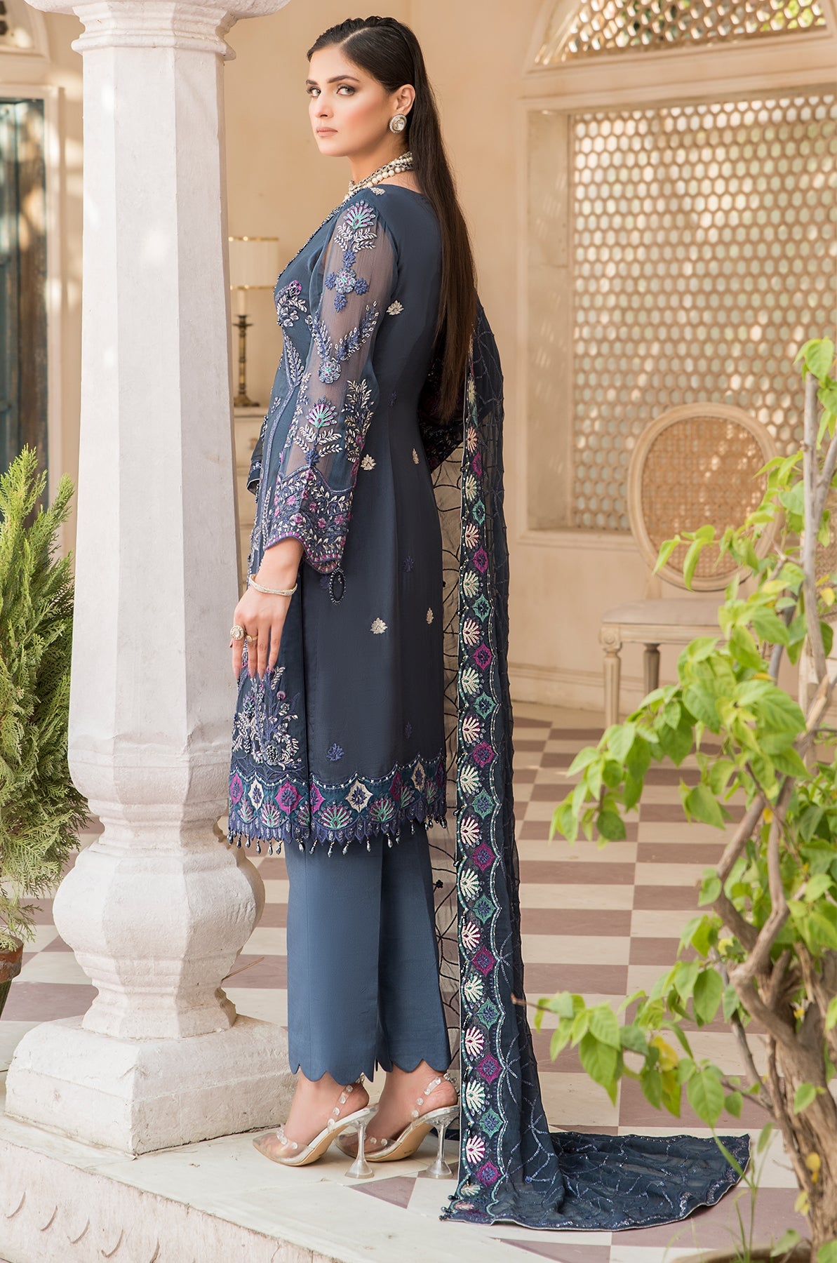 Classic Embroidered Pakistani Party Wear Salwar Kameez – Nameera by Farooq