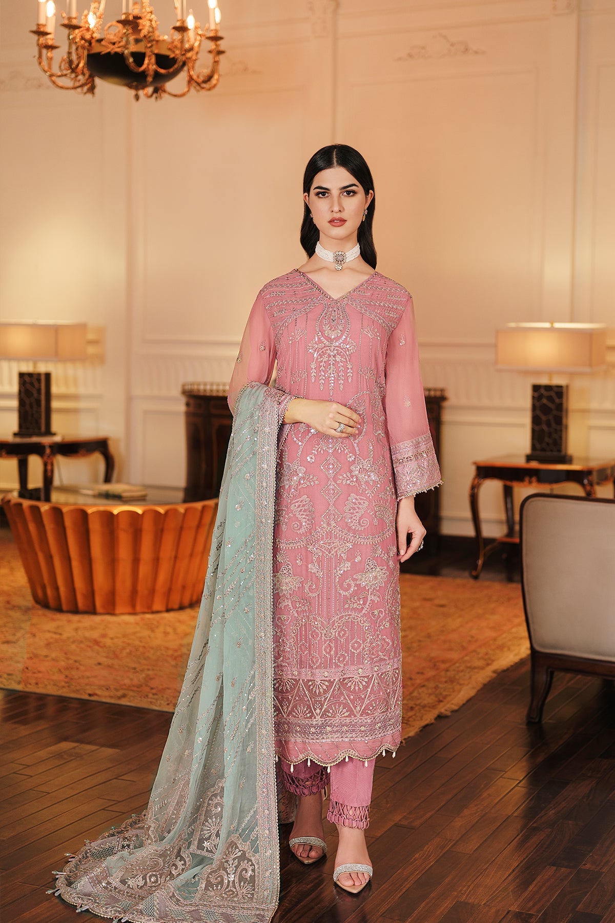 Classic Salwar Suit Tea Pink Pakistani Salwar Kameez – Nameera by Farooq
