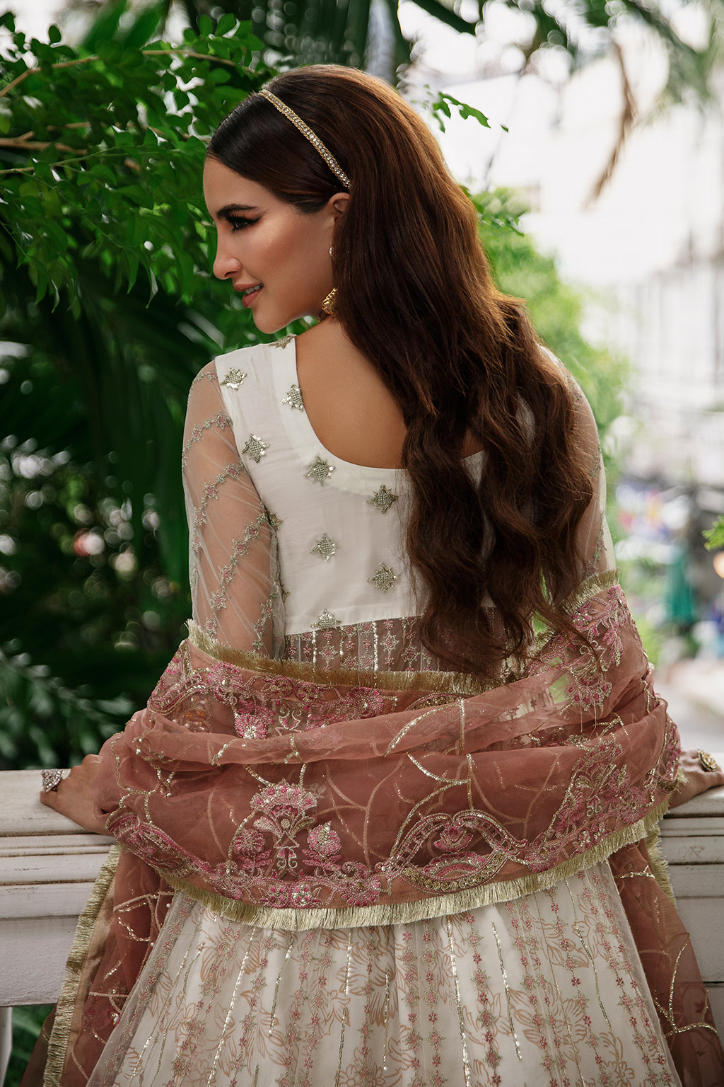 Elegant Off White Pakistani Wedding Dress Gown Pishwas – Nameera by Farooq