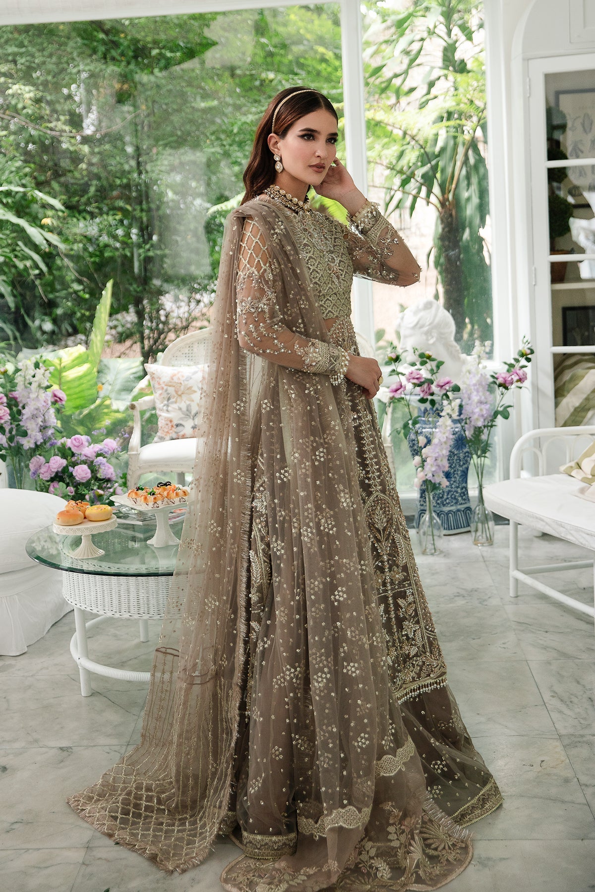 Elegant Pakistani Wedding Dress Olive Pishwas Style Frock – Nameera by ...