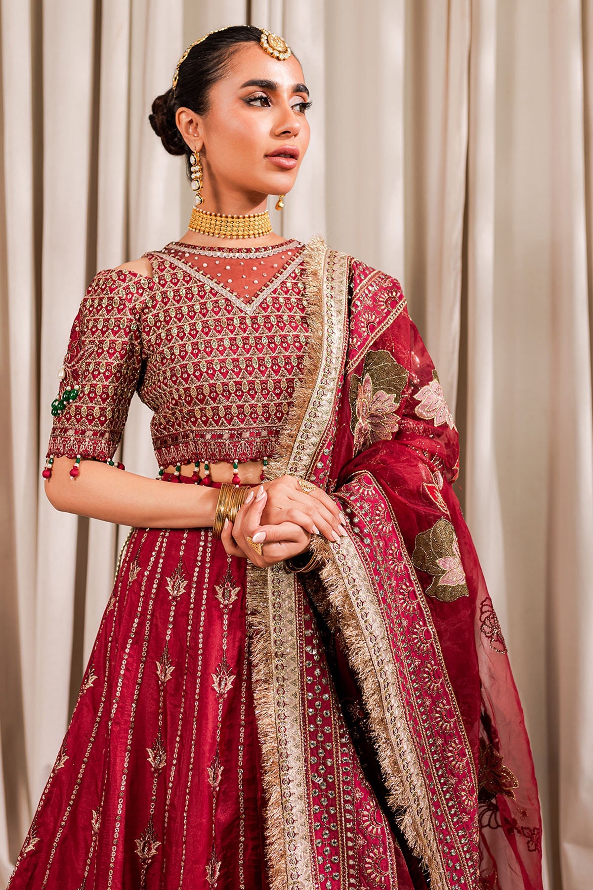 Heavily Embellished Maroon Pakistani Pishwas Frock Wedding Dress ...