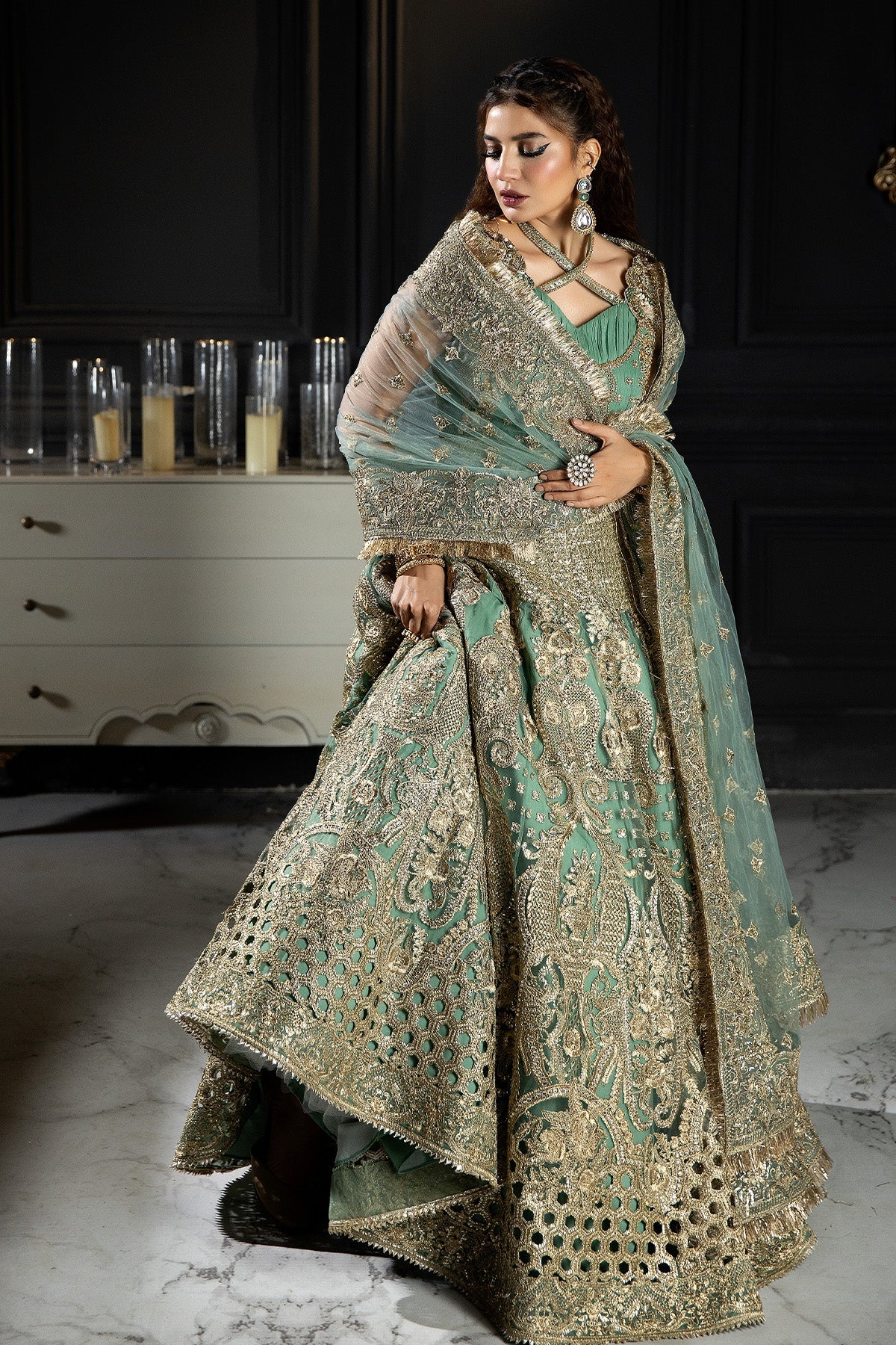 Pastel Mint Green Designer Pakistani Wedding Wear Pishwas – Nameera by ...