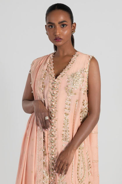 Royal Peach Luxury Pret A-Line Cut Style Pakistani Salwar Kameez ...