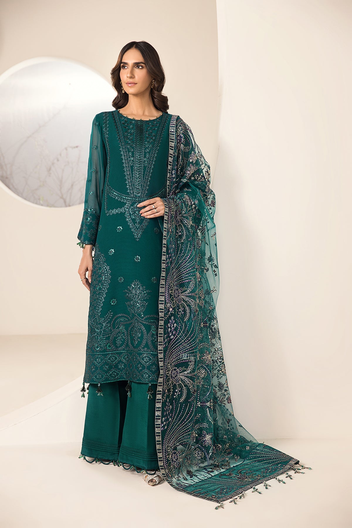 Green Salwar Suit Embroidered Pakistani Salwar Kameez – Nameera by Farooq