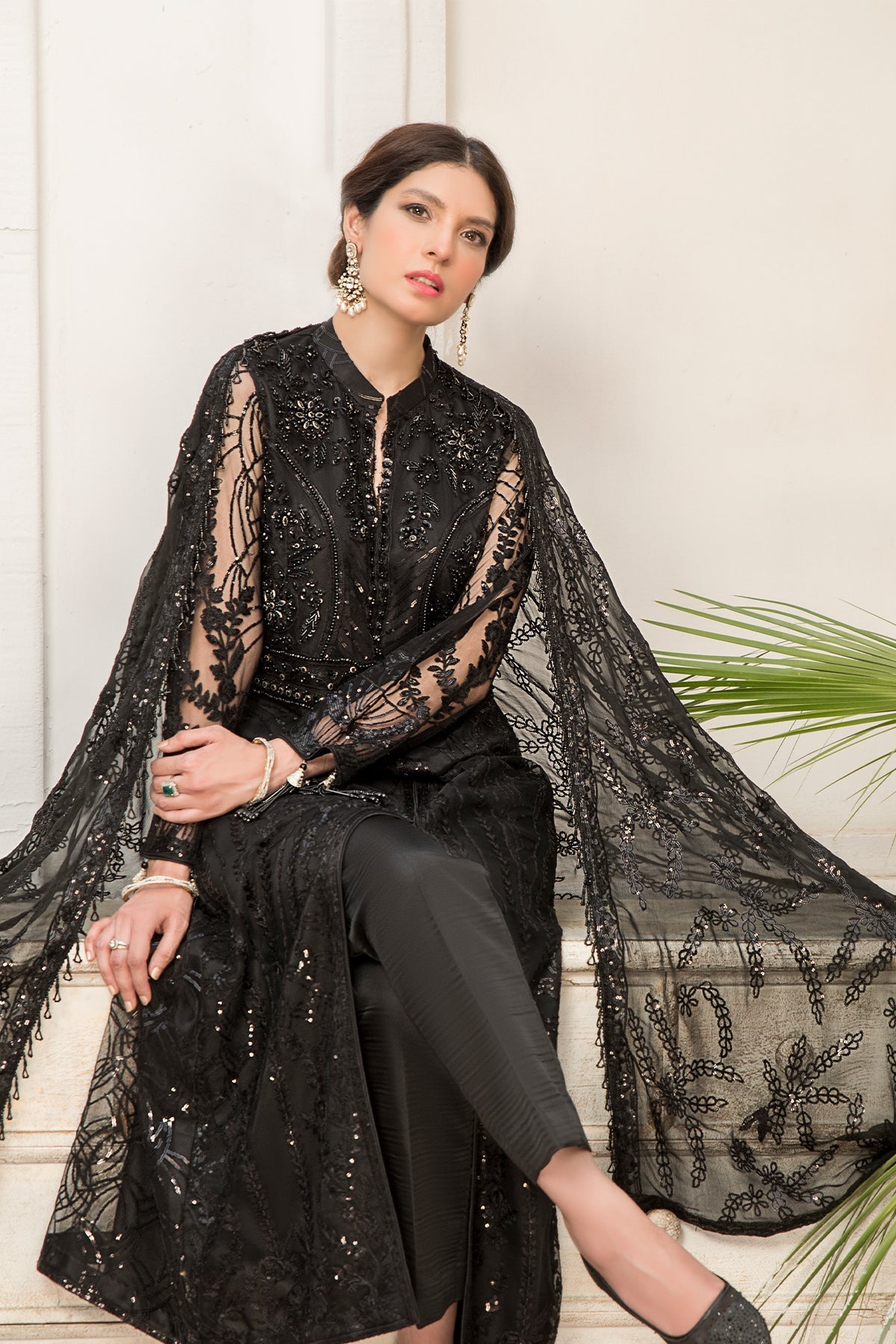 Traditional Black Net Pakistani Salwar Kameez Party Dress – Nameera by ...
