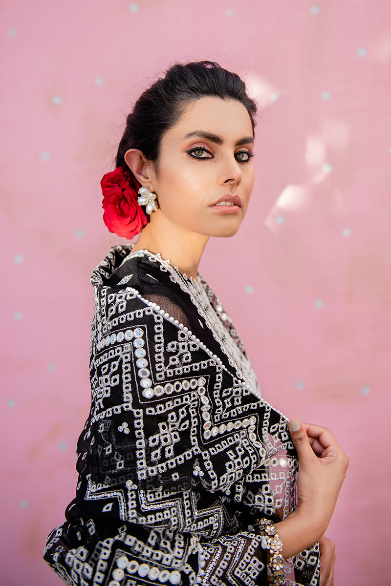 Traditional Embroidered Black Pakistani Salwar Kameez – Nameera by Farooq