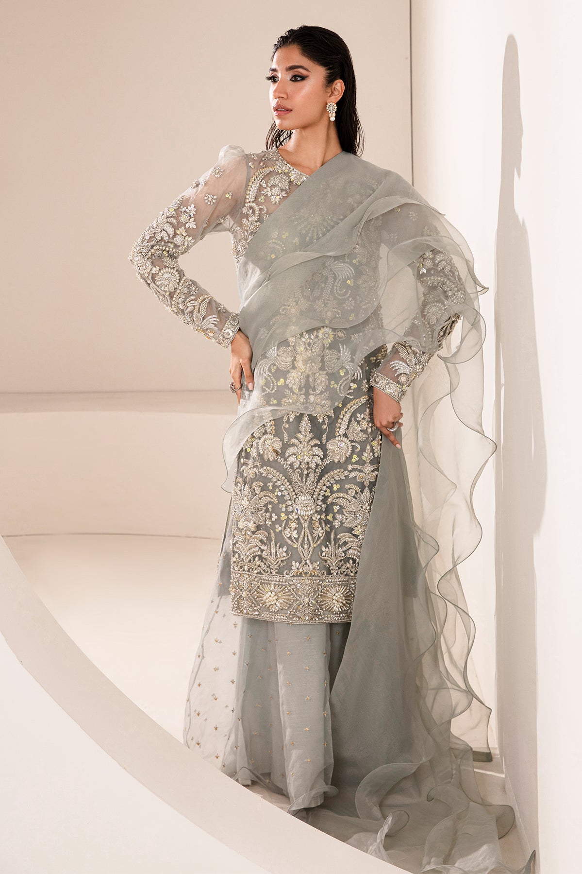 Turquoise Pakistani Wedding Dress in Gahrara Kameez Style – Nameera by ...