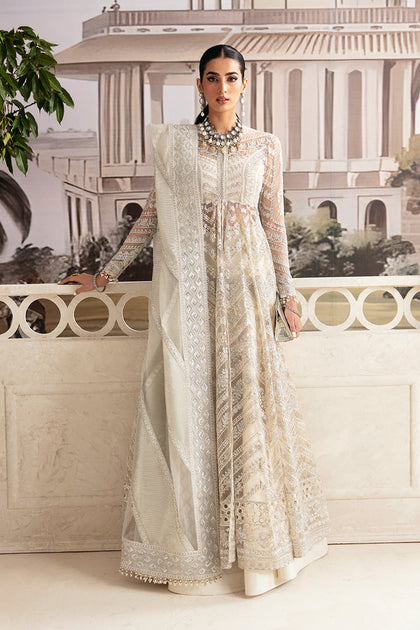Classic Pakistani Wedding Wear Off White Pishwas Frock – Nameera by Farooq