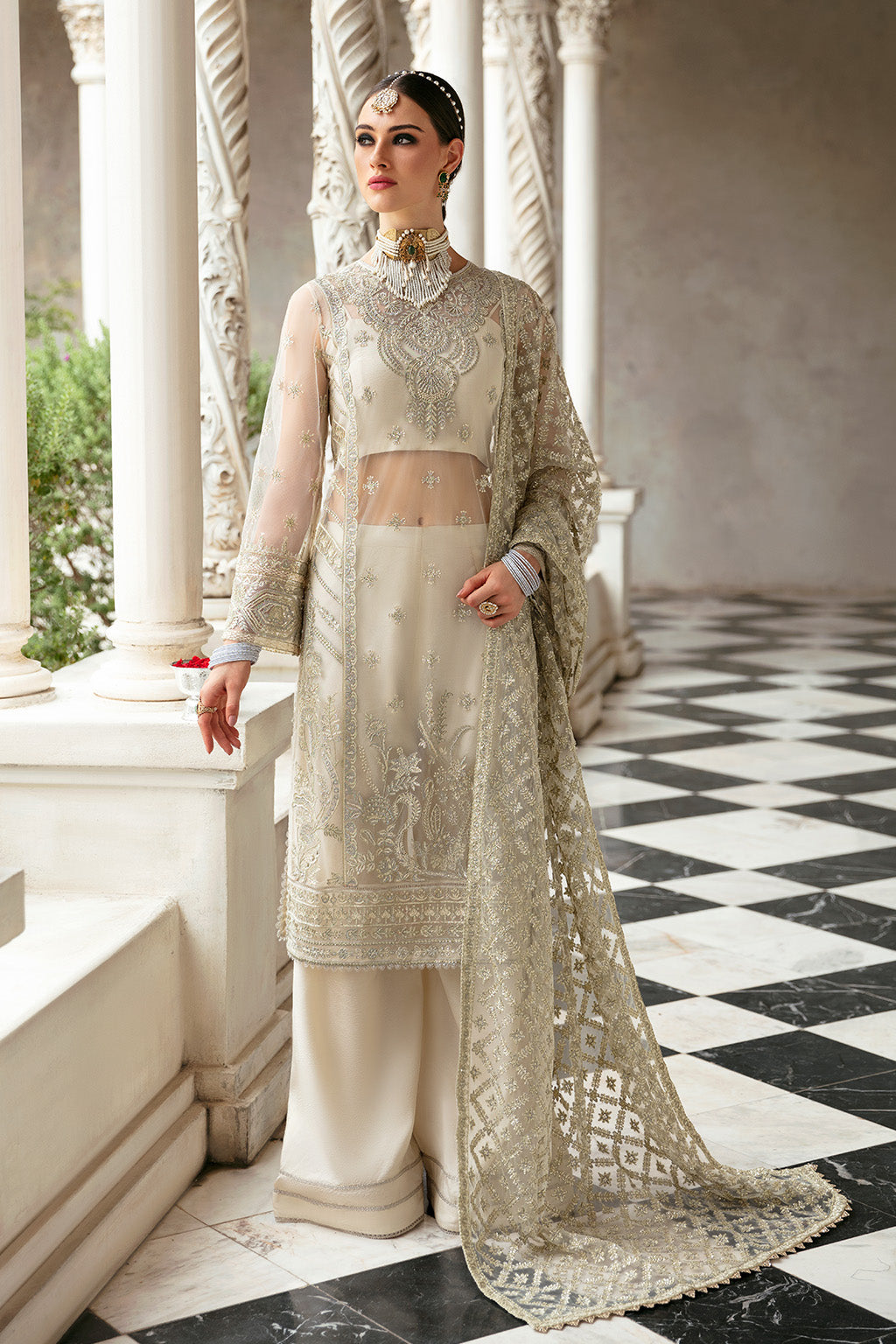 Crystal White Embellished Pakistani Party Dress Salwar Suit – Nameera ...