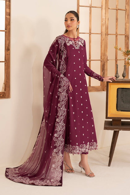 Elegant Embroidered Lawn Frock in Soft Pastel Shades – Nameera by Farooq