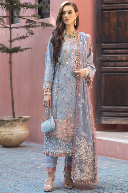Elegant Ice Blue Pakistani Salwar Kameez Dupatta Suit – Nameera by Farooq