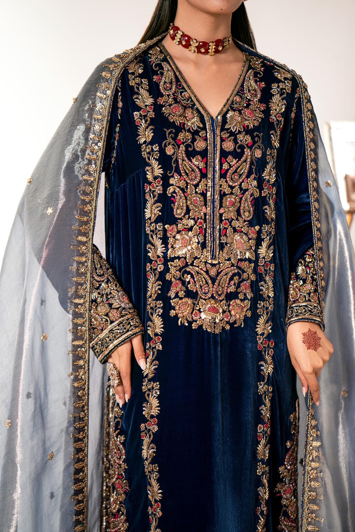 Kameez Trouser Style Deep Blue Pakistani Wedding Dress – Nameera by Farooq