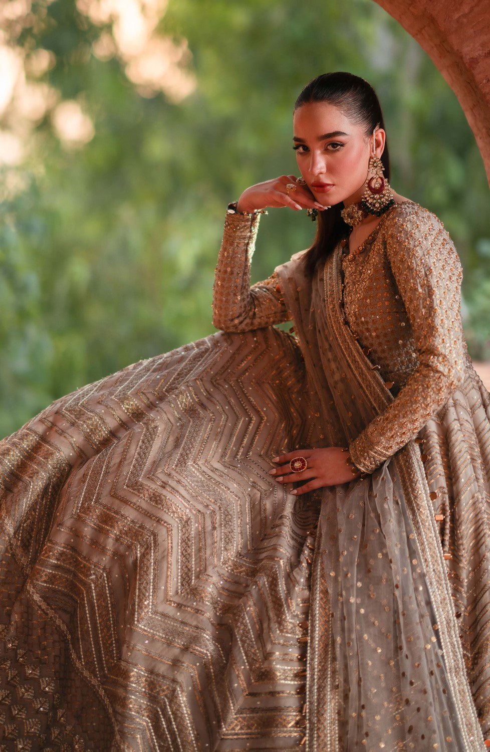 Pakistani Bridal Dress in Traditional Pishwas Style – Nameera by Farooq