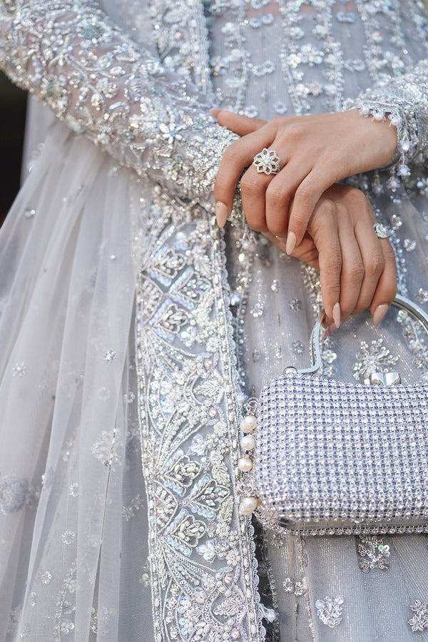 Pakistani Bridal Walima Dress in Gown Lehenga Style – Nameera by Farooq