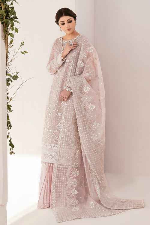 Pakistani Party Dress in Pink Kameez Trouser Style – Nameera by Farooq