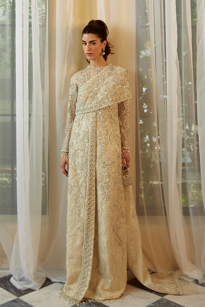 Embellished Front Open Gown Pakistani Wedding Dress – Nameera by Farooq