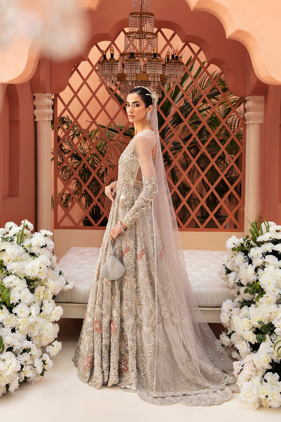 Embellished Gown and Dupatta Pakistani Bridal Dress – Nameera by Farooq
