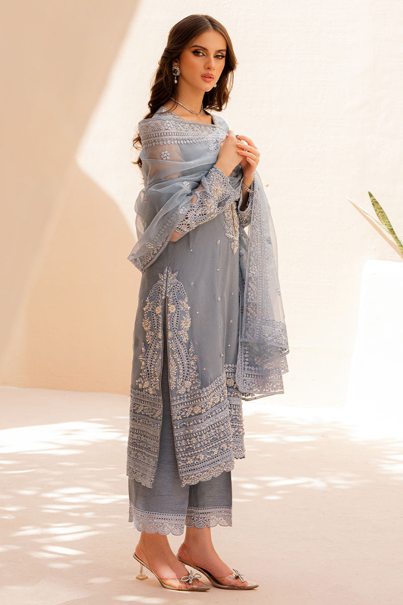Embellished Kameez Trouser Grey Pakistani Wedding Dress – Nameera by Farooq