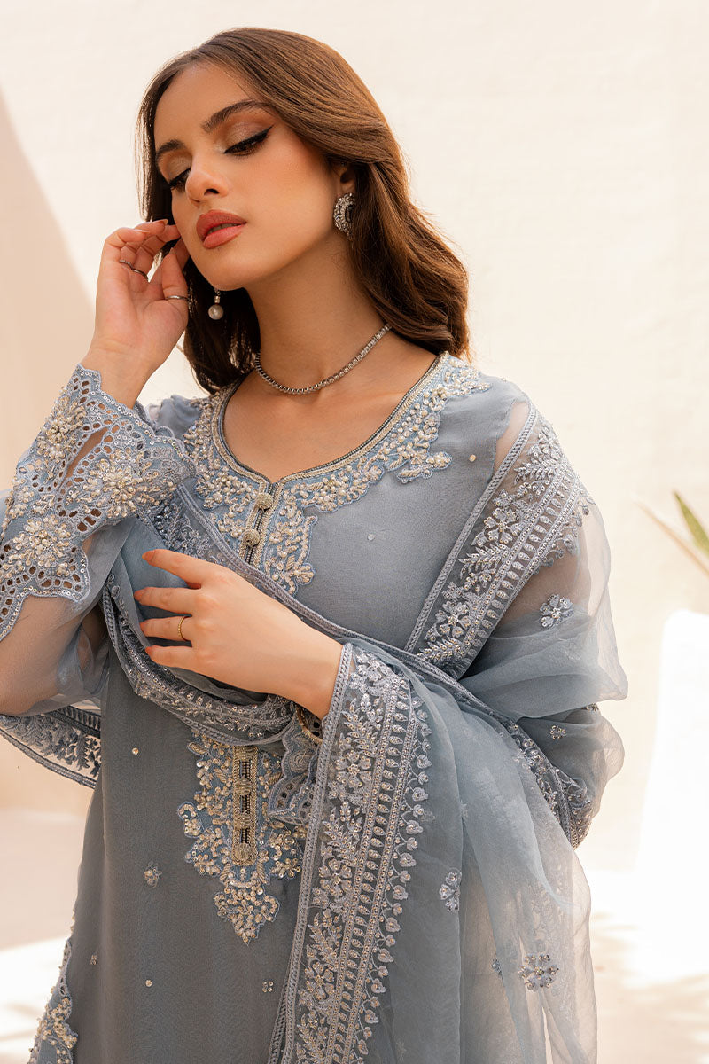 Embellished Kameez Trouser Grey Pakistani Wedding Dress – Nameera by Farooq