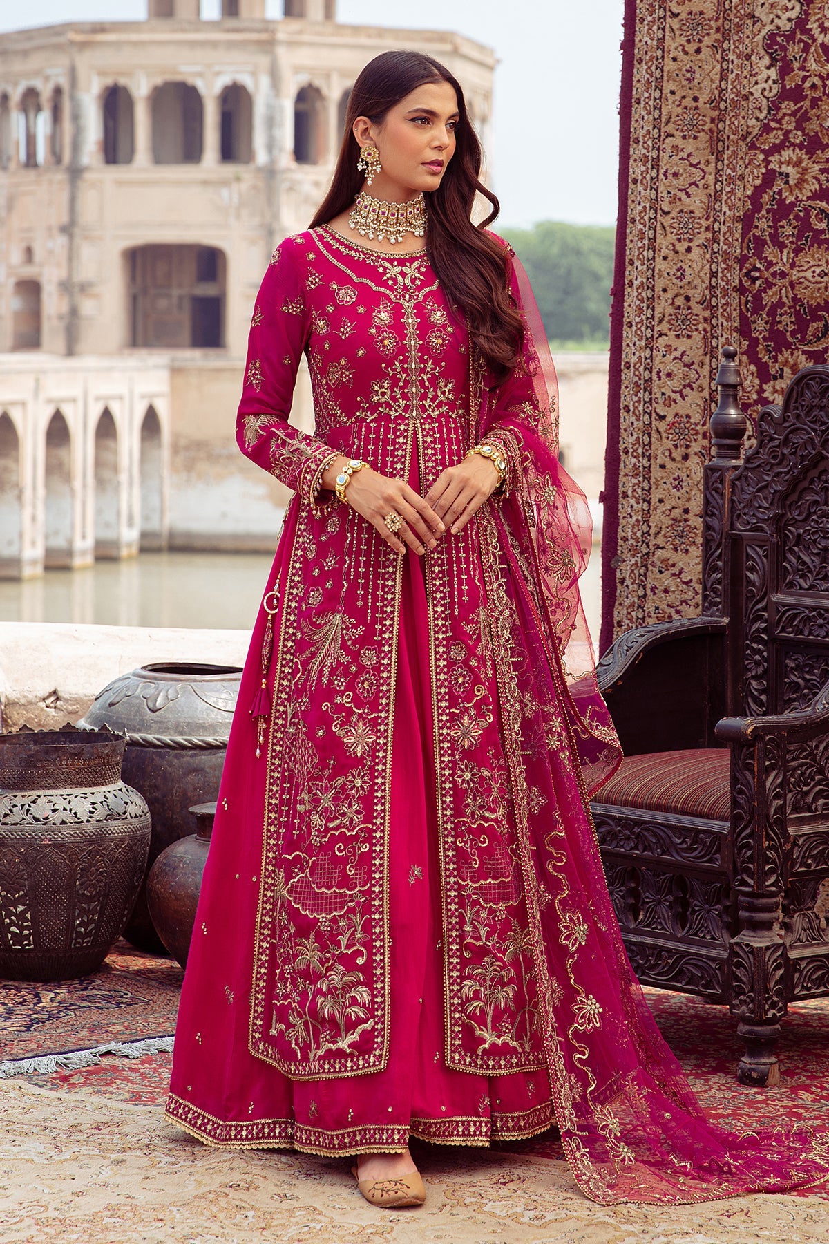 Embellished Pakistani Wedding Dress Gown in Crimson Shade – Nameera by ...