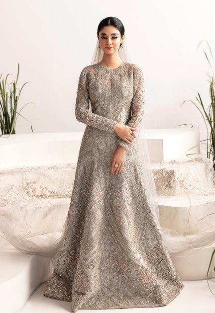 Embellished Walima Pakistani Bridal Dress in Gown Style – Nameera by Farooq