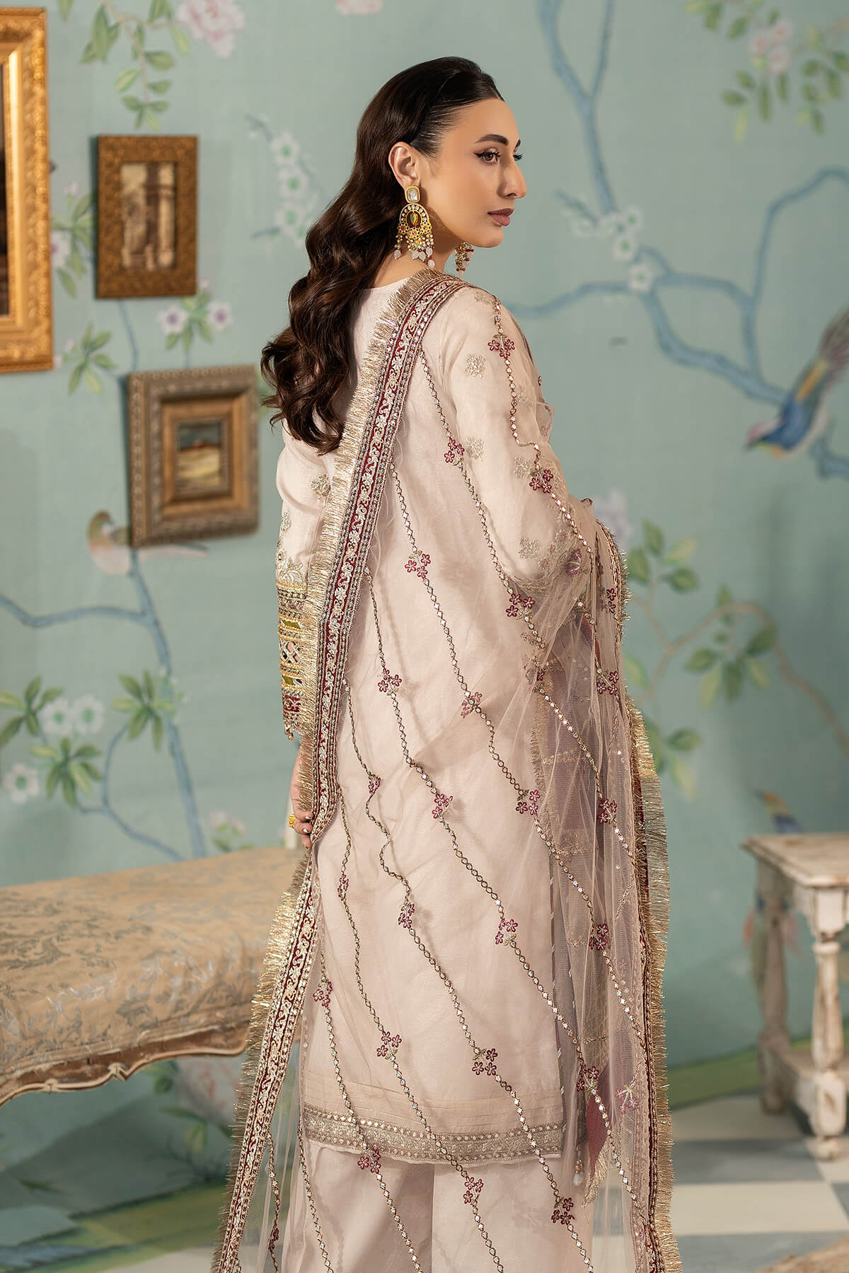 Embroidered Kameez and Trouser Pakistani Party Dress – Nameera by Farooq