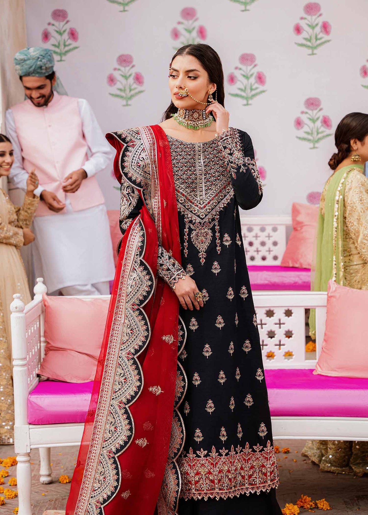 Embroidered Kameez Trouser Style Pakistani Black Dress – Nameera by Farooq