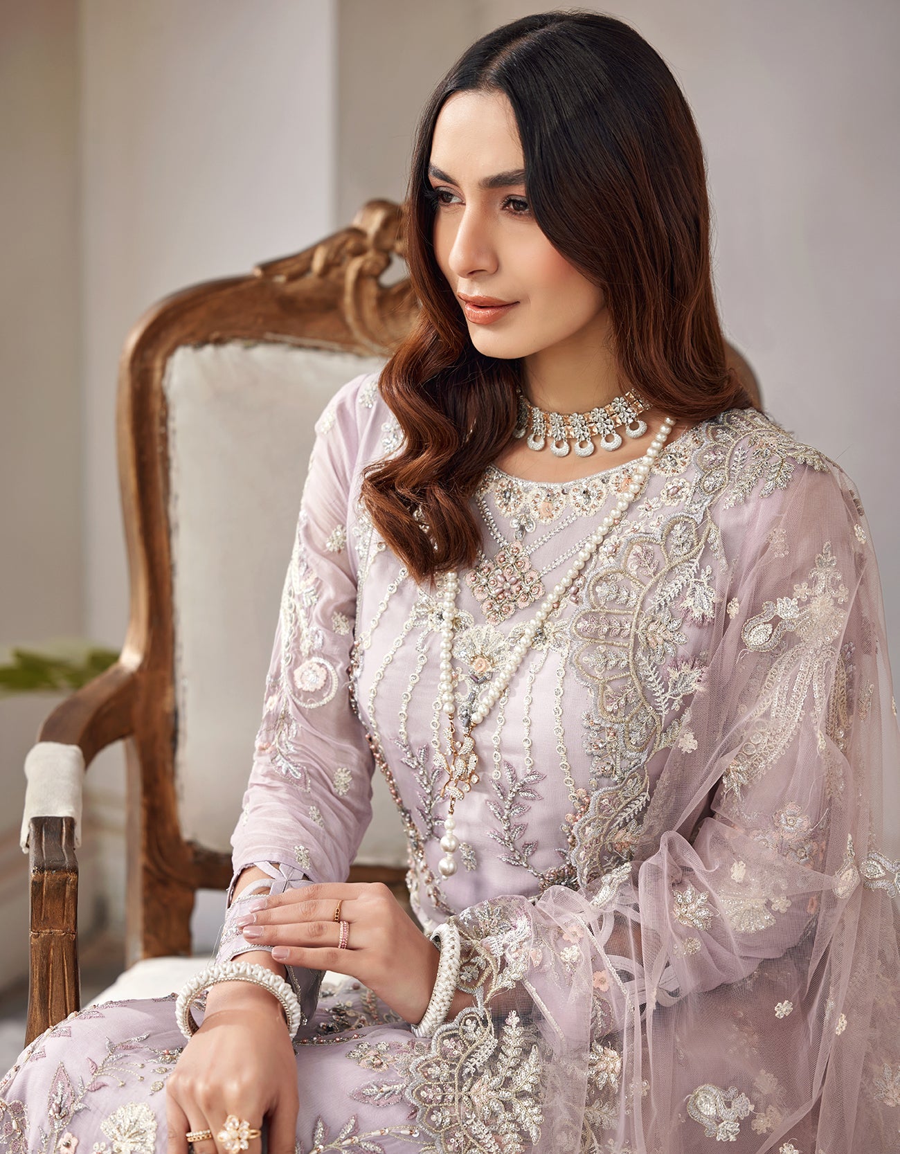 Embroidered Pakistani Salwar Kameez and Dupatta Dress – Nameera by Farooq