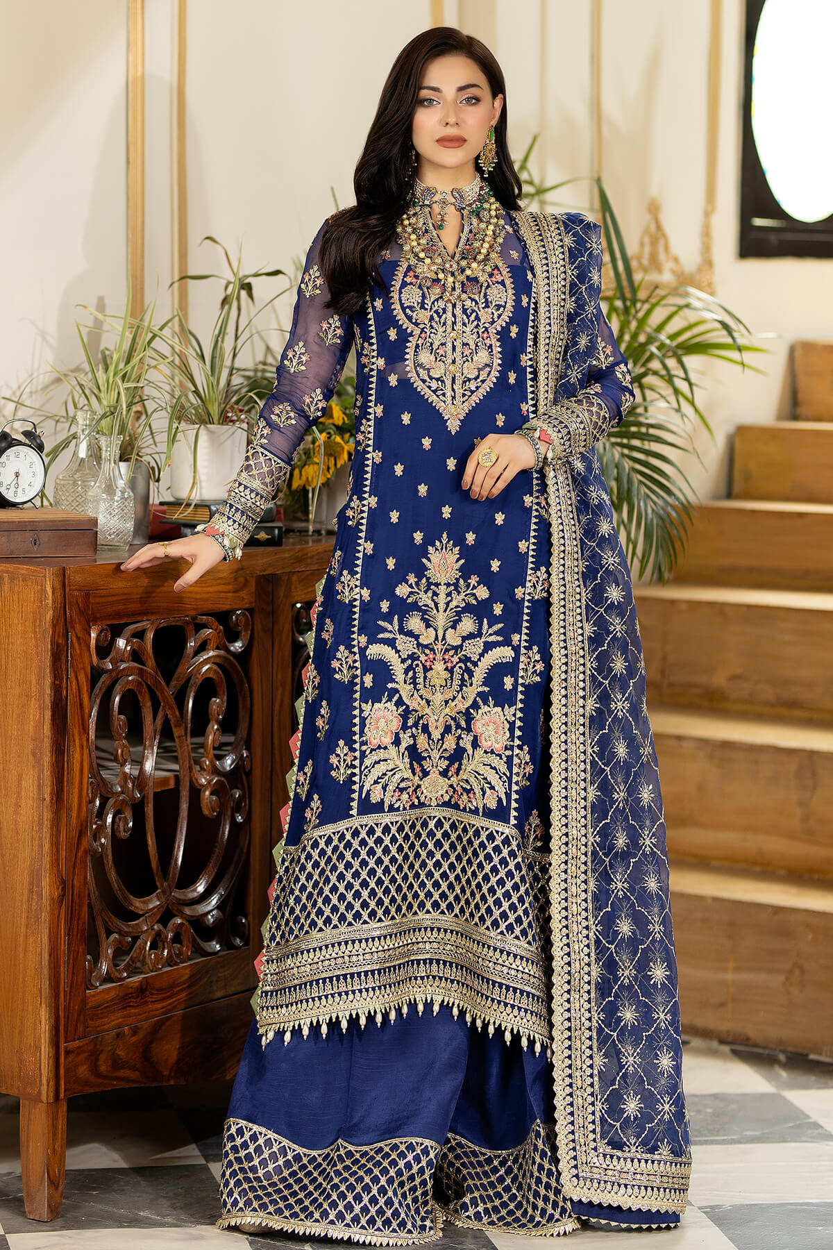 Embroidered Pakistani Salwar Kameez in Premium Chiffon – Nameera by Farooq