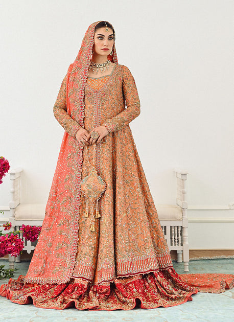 Farshi Lehenga Frock Dupatta Pakistani Bridal Dress – Nameera by Farooq