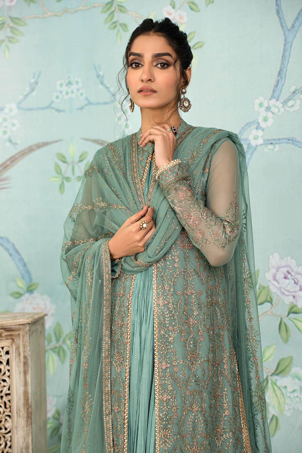 Ferozi Pakistani Party Wear Gown Style Sharara Kameez – Nameera by Farooq