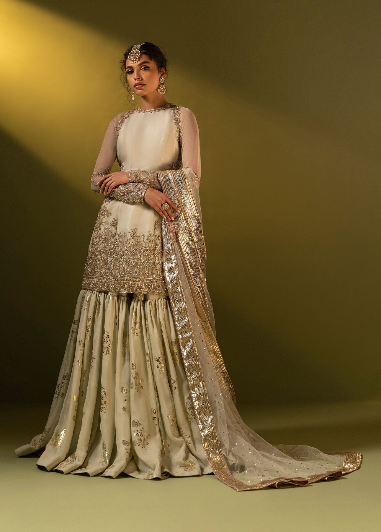 Gharara Kameez Embellished Pakistani Wedding Dress – Nameera by Farooq
