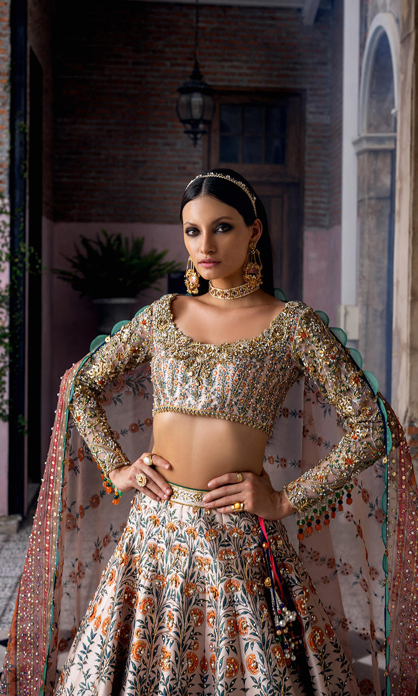 Indian Bridal Dress in Wedding Lehenga and Choli Style – Nameera by Farooq