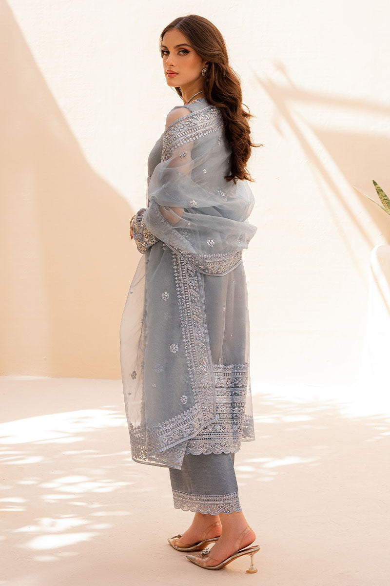 Embellished Kameez Trouser Grey Pakistani Wedding Dress – Nameera by Farooq