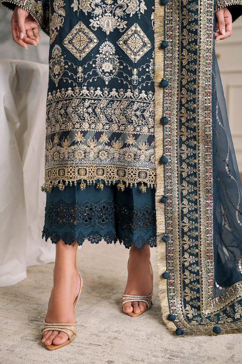 Blue Pakistani Party Dress in Kameez Trouser Style – Nameera by Farooq