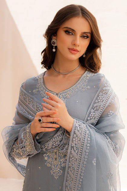 Embellished Kameez Trouser Grey Pakistani Wedding Dress – Nameera by Farooq