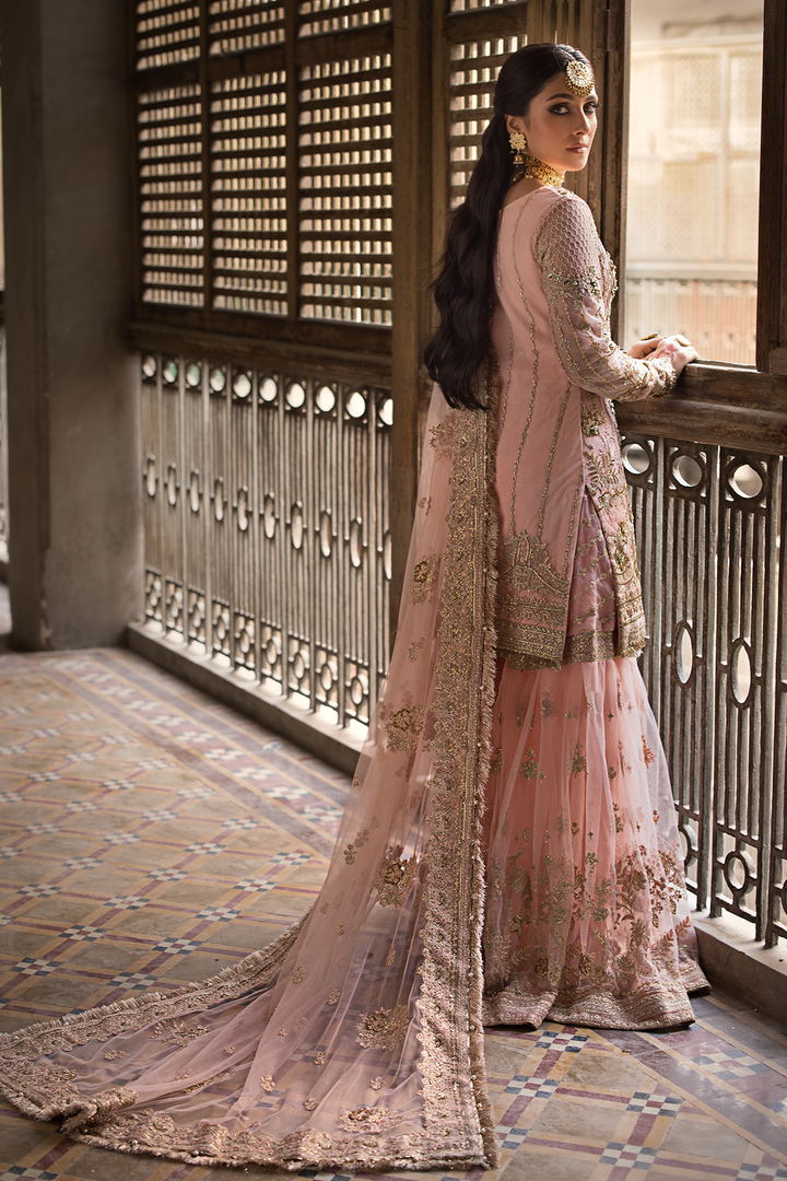 Gharara Kameez Pink Pakistani Bridal Outfit for Wedding – Nameera by Farooq