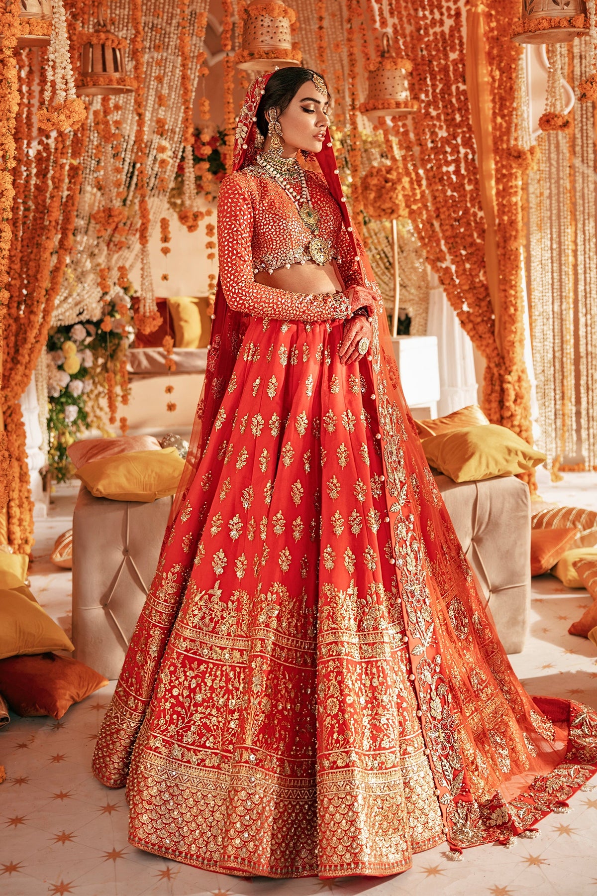 Indian Bridal Dress in Wedding Choli and Lehenga Style – Nameera by Farooq